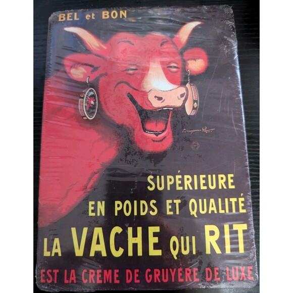 Art | Vintage The Laughing Cow Sign Bel Et Bon 85x6inch Retro Decor ...